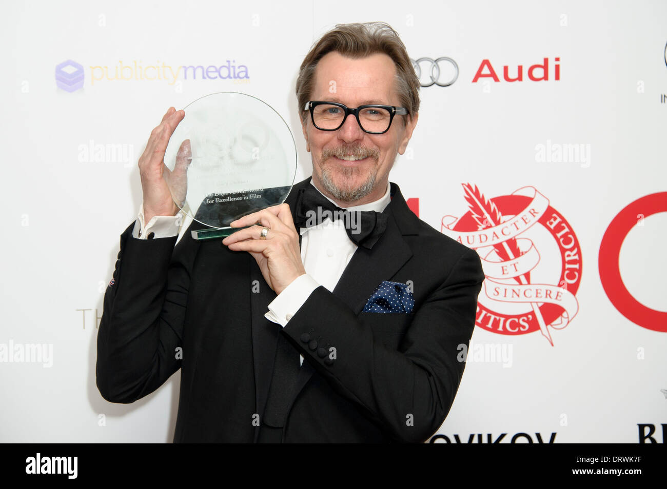 British actor Gary Oldman with his award the Dilys Powell Award for ...