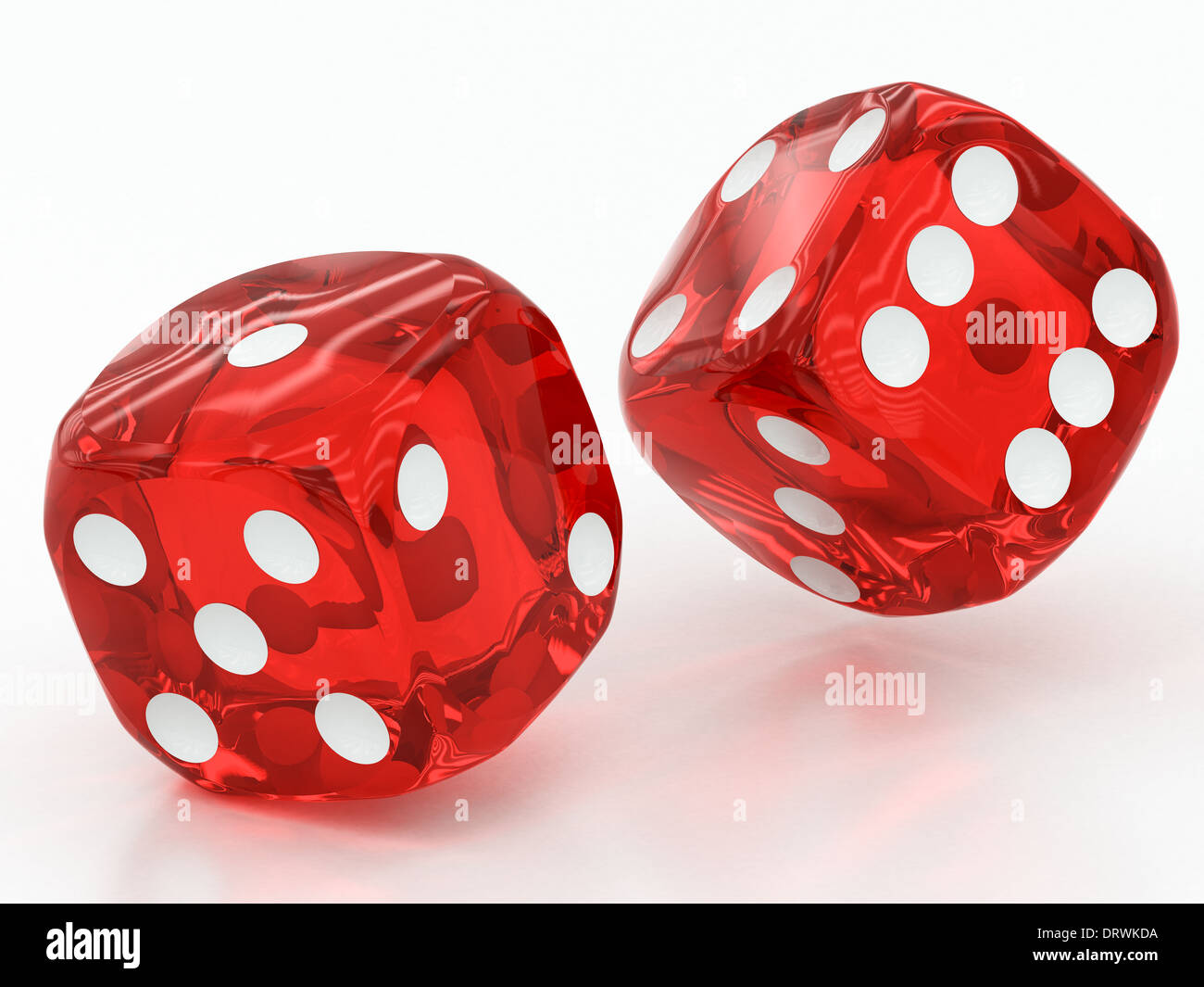 two red dices falling on a white background Stock Photo - Alamy