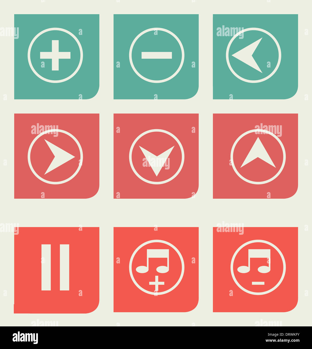 Set of flat web design music buttons Stock Photo - Alamy
