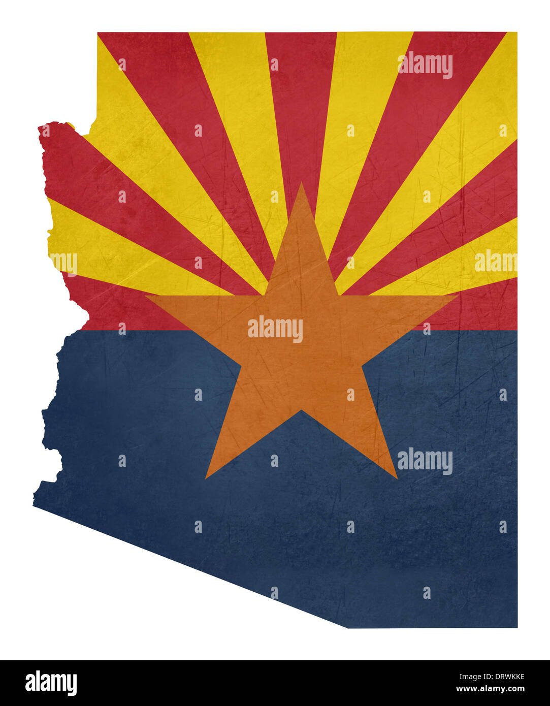 Grunge state of Arizona flag map isolated on a white background, U.S.A ...