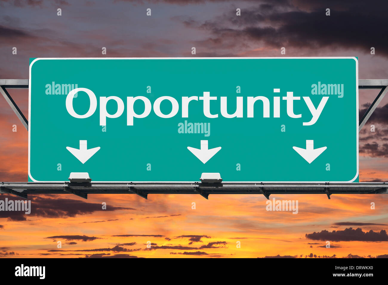 Freeway to opportunity road sign with sunrise sign Stock Photo - Alamy