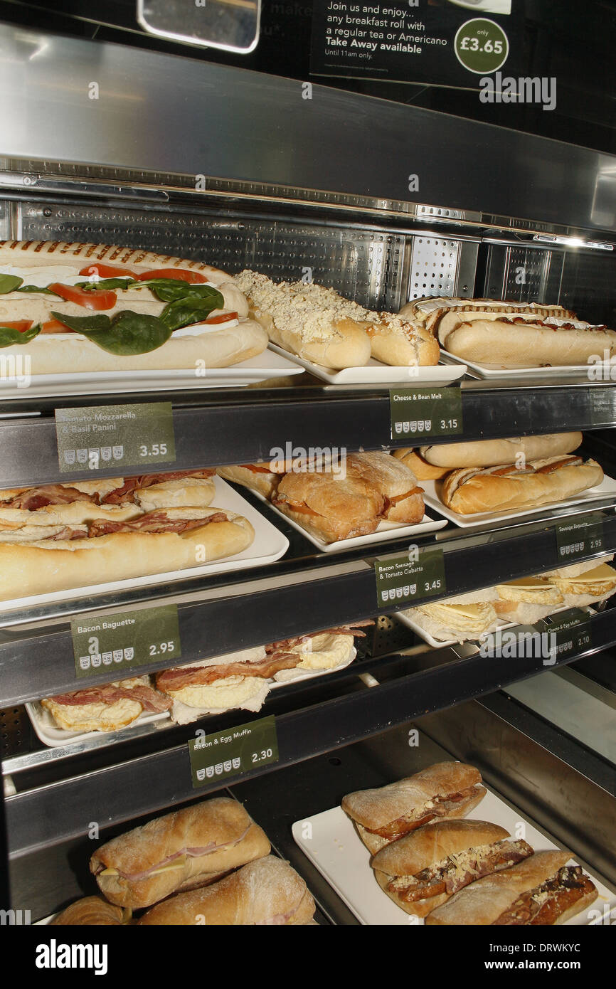 fresh sandwich display in Cafe Living, inside ASDA Living, Chesterfield ...