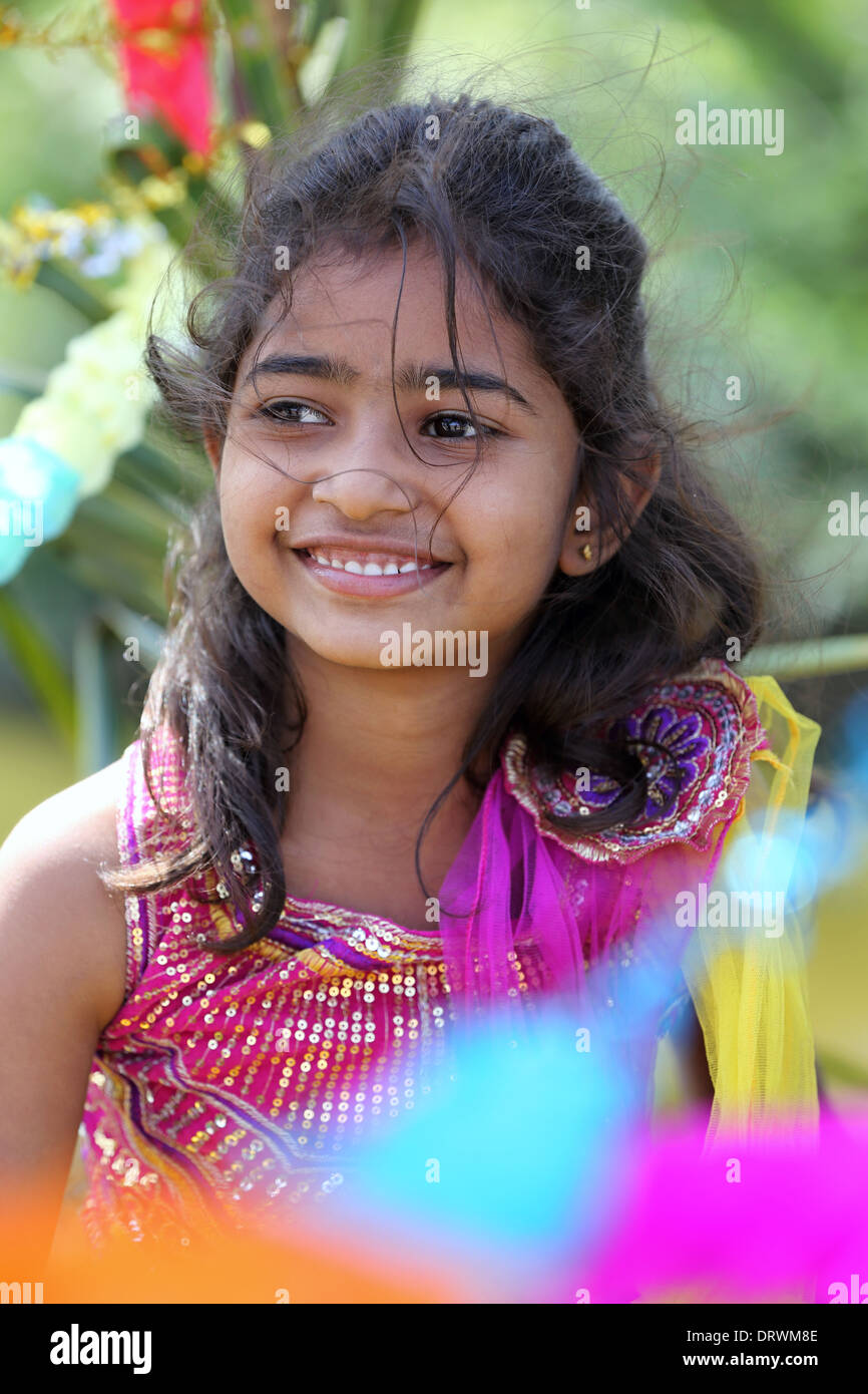 Indian girl smiling South India Stock Photo - Alamy