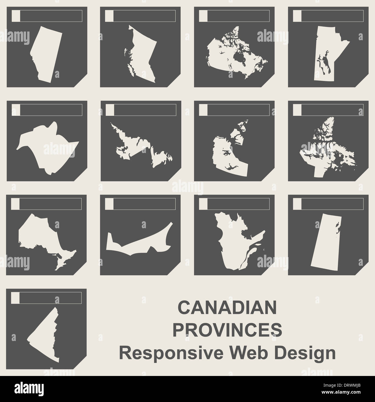 Set of Canadian provinces responsive flat web design map buttons ...