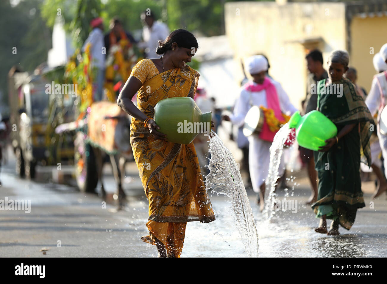 Indian ceremony dedicated to Devi - transport of the statue of Devi ...