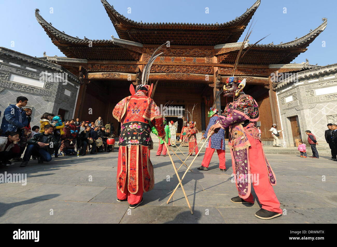 Shangrao, China's Jiangxi Province. 2nd Feb, 2014. Members of a local ...