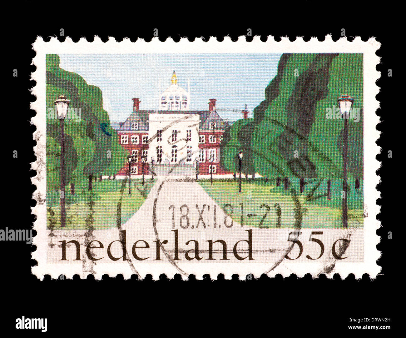 Postage stamp from the Netherlands depicting the Huis ten Bosch (Royal ...