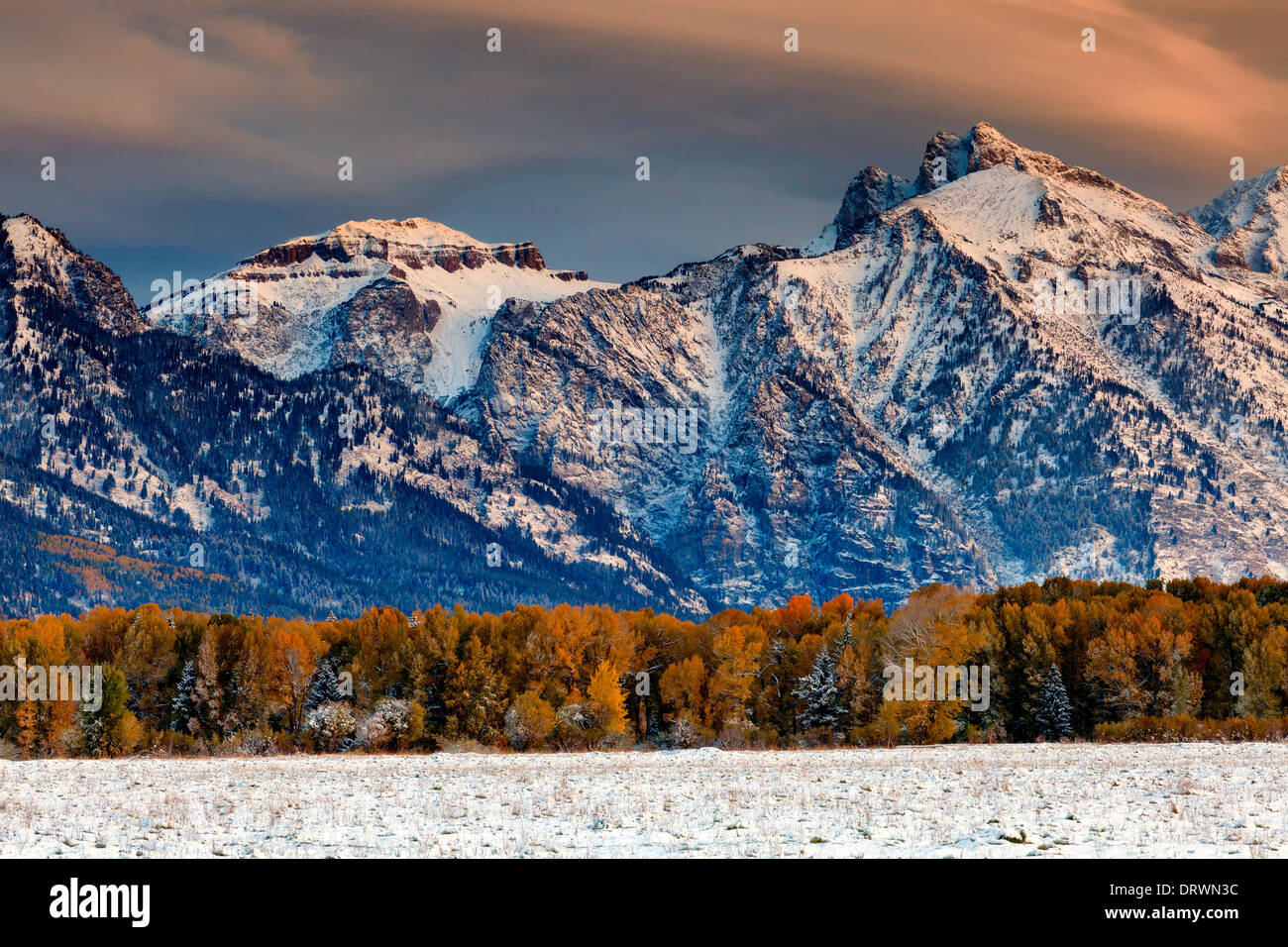 Autumn and Winter Meet at the Grand Tetons Stock Photo - Alamy