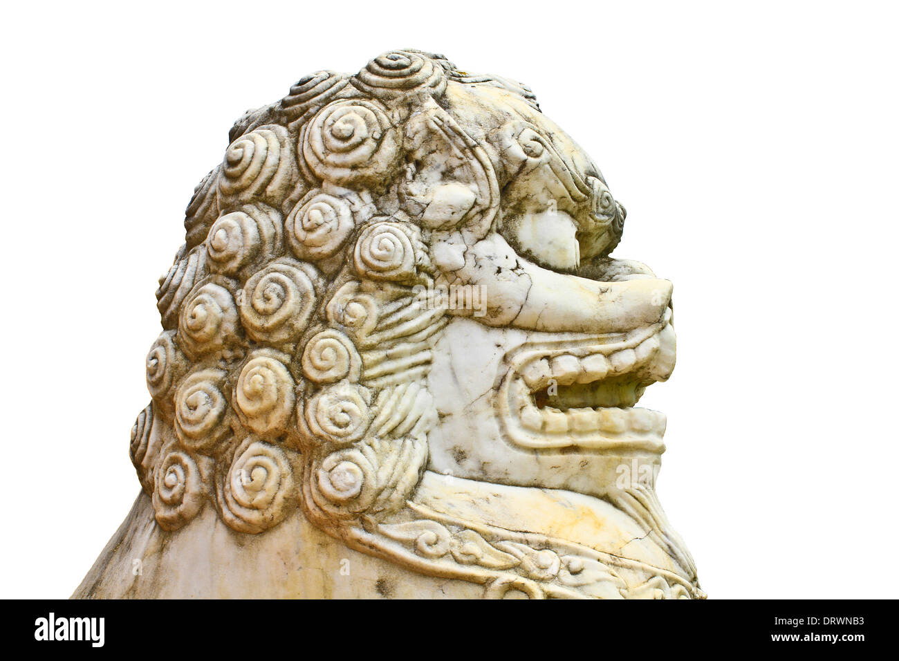 An ancient stone lion statue with isolation background Stock Photo - Alamy
