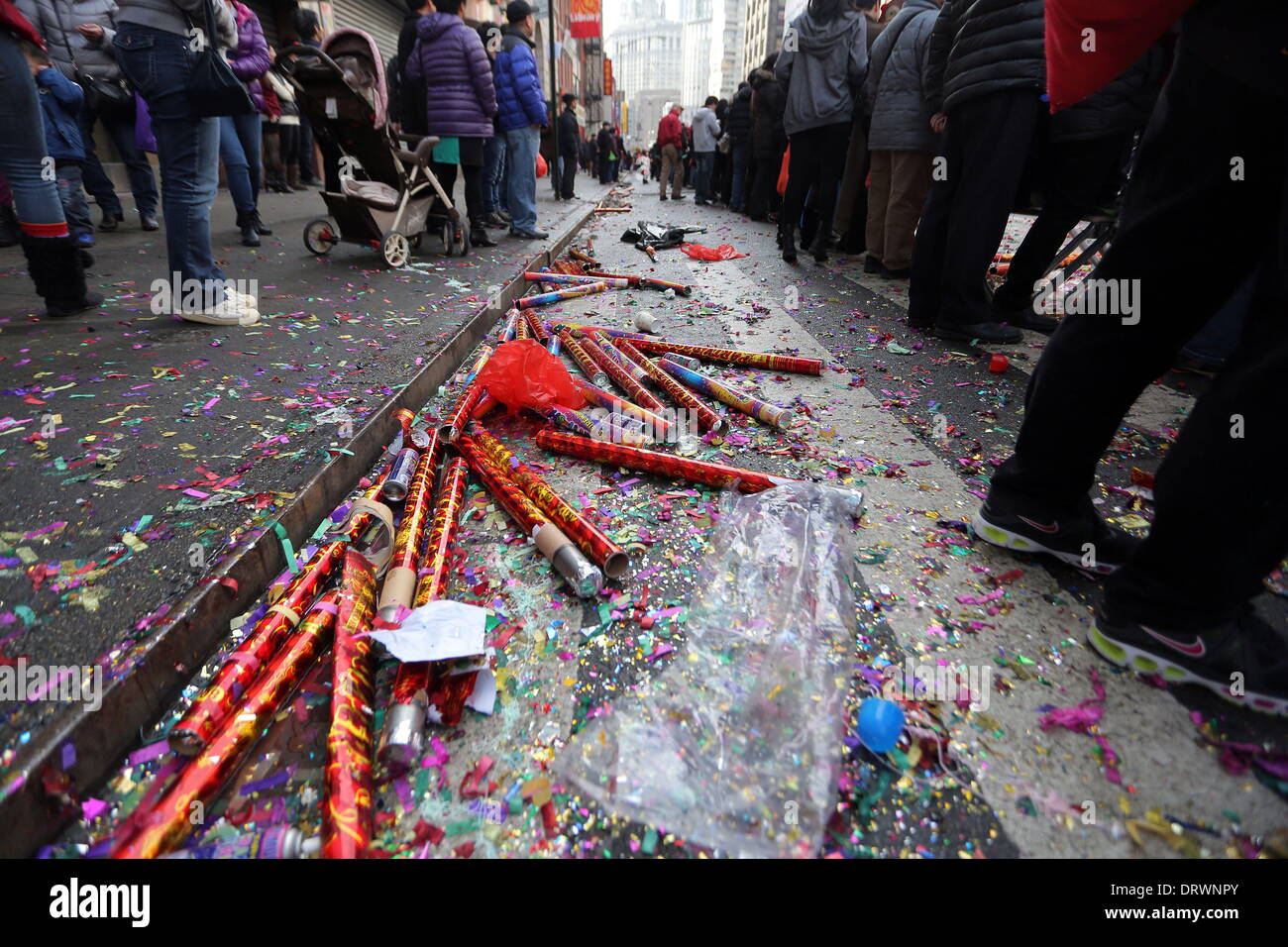 New York, New York, USA. 2nd Feb, 2014. Chinese firecrackers lay ...