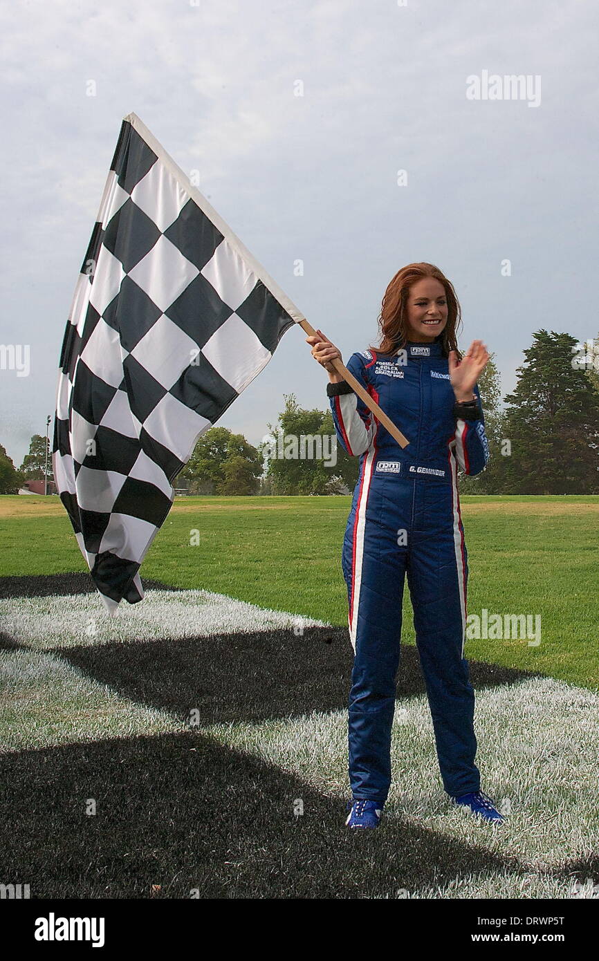 Melbourne, Australia. 3rd Feb, 2014. GEORGIA GEMINDER waves the ...