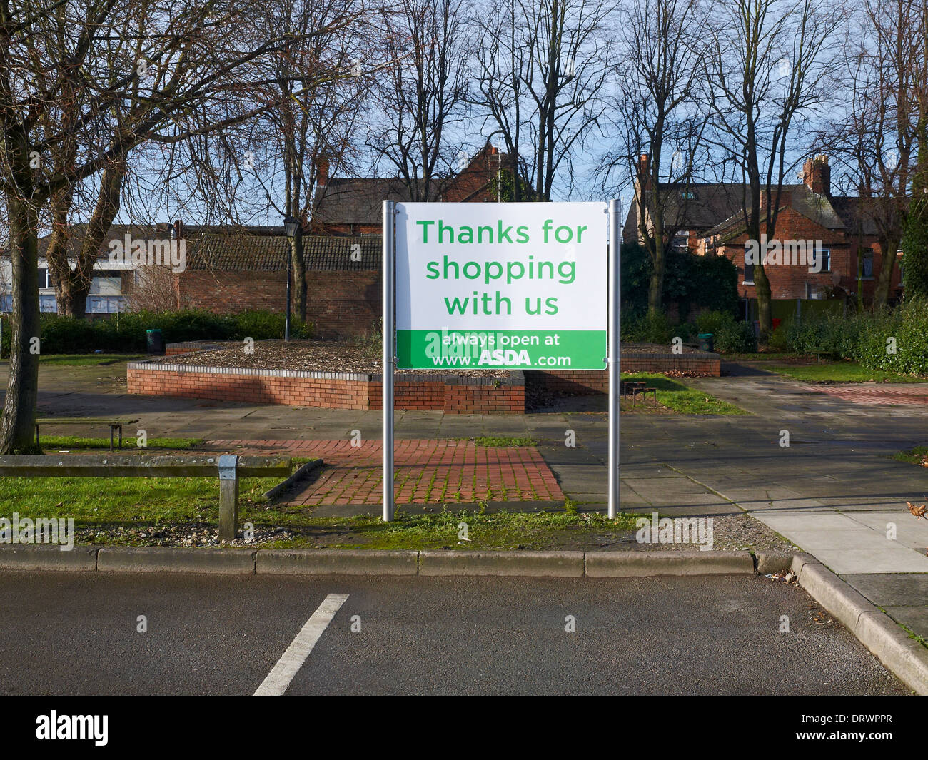 Asda Thank you sign with website promotion in Crewe Cheshire UK Stock ...