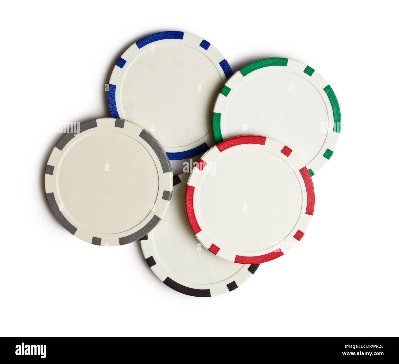 top view of poker chips on white background Stock Photo - Alamy