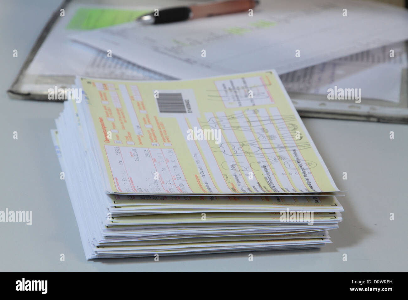 woman technician in histology labor controlling the work flow Caucasian ...
