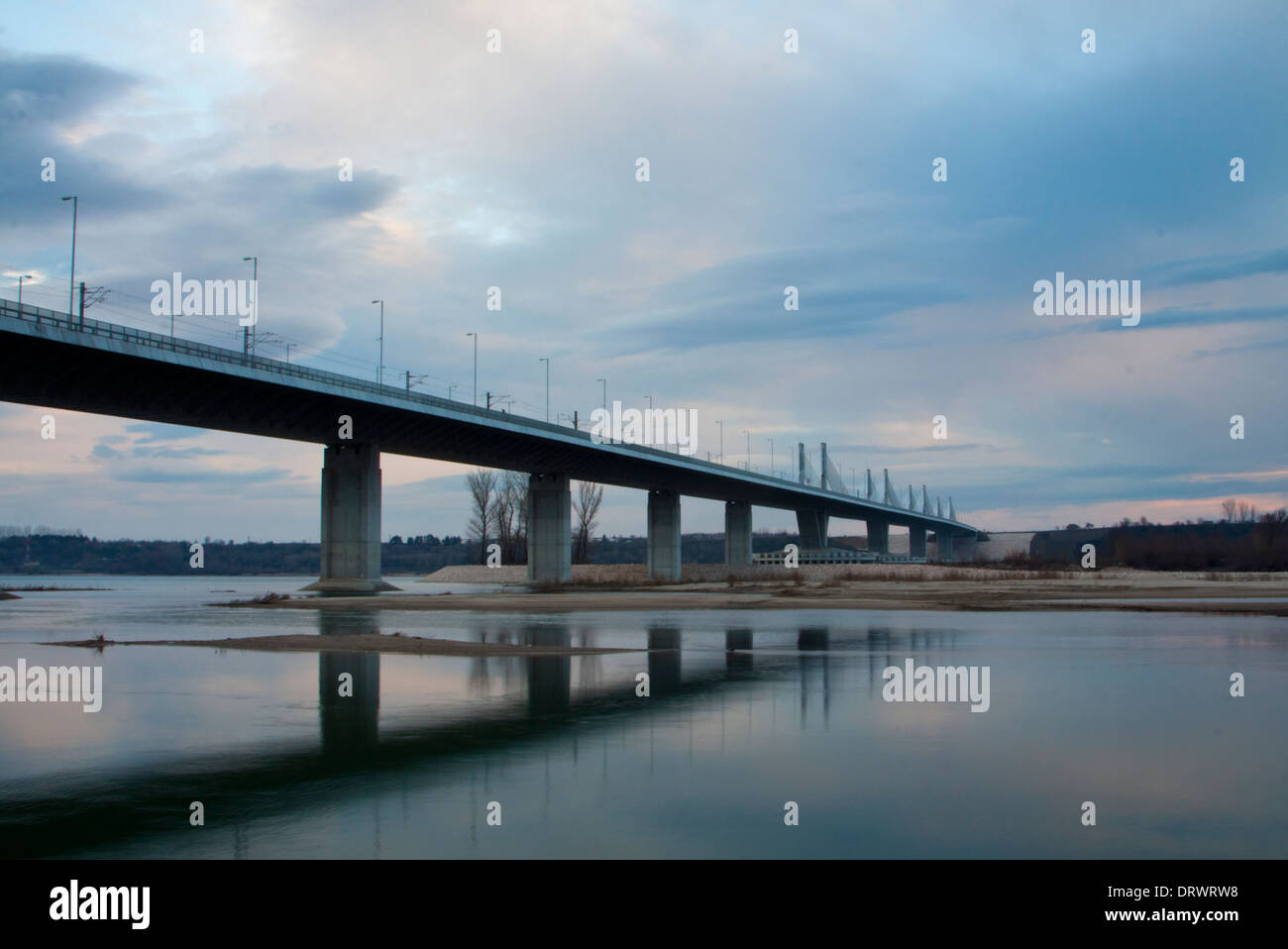 Early morning at the Danube Bridge 2 between Calafat (Romaia) and Vidin ...