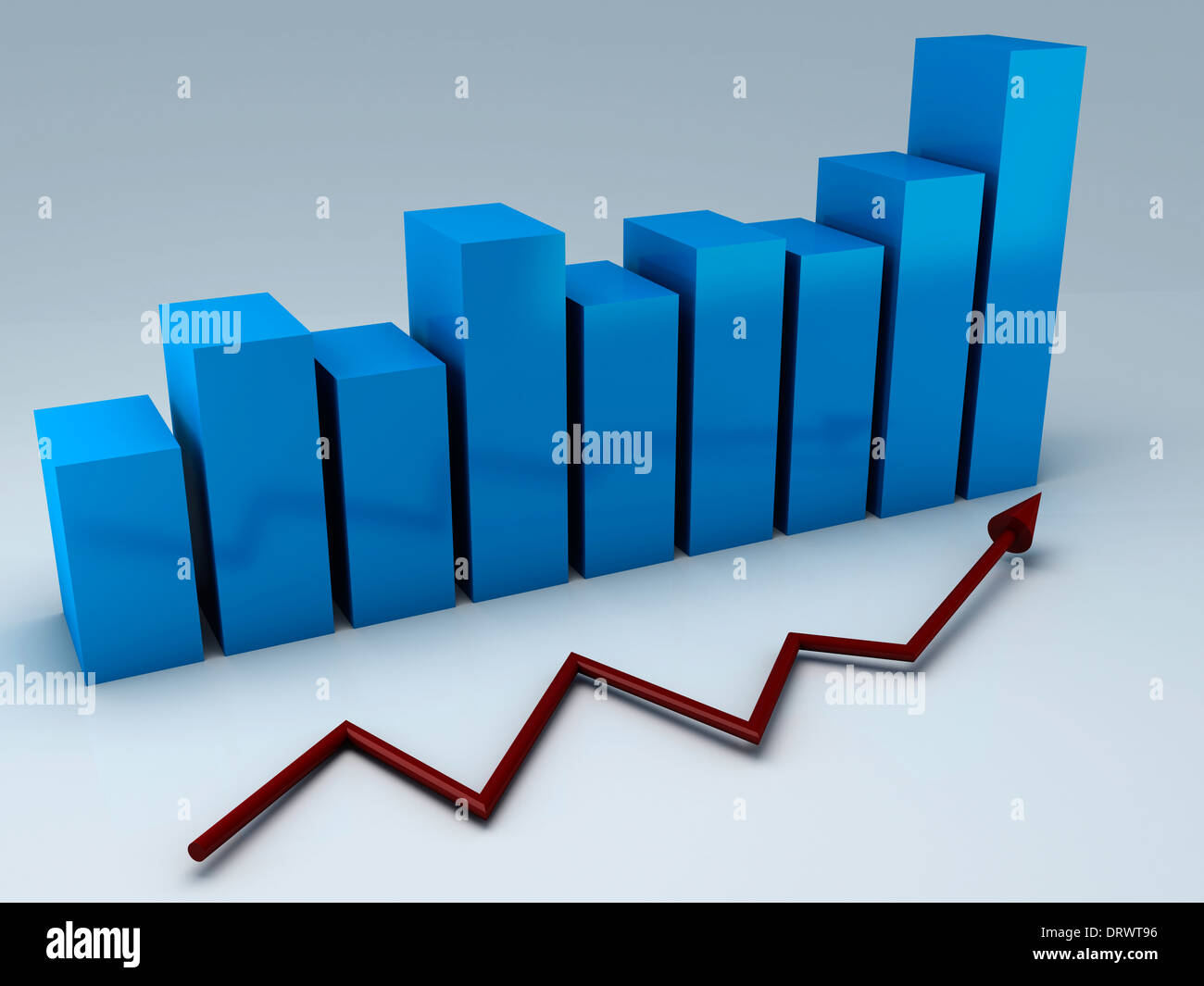 business statistics graph, 3d render Stock Photo - Alamy