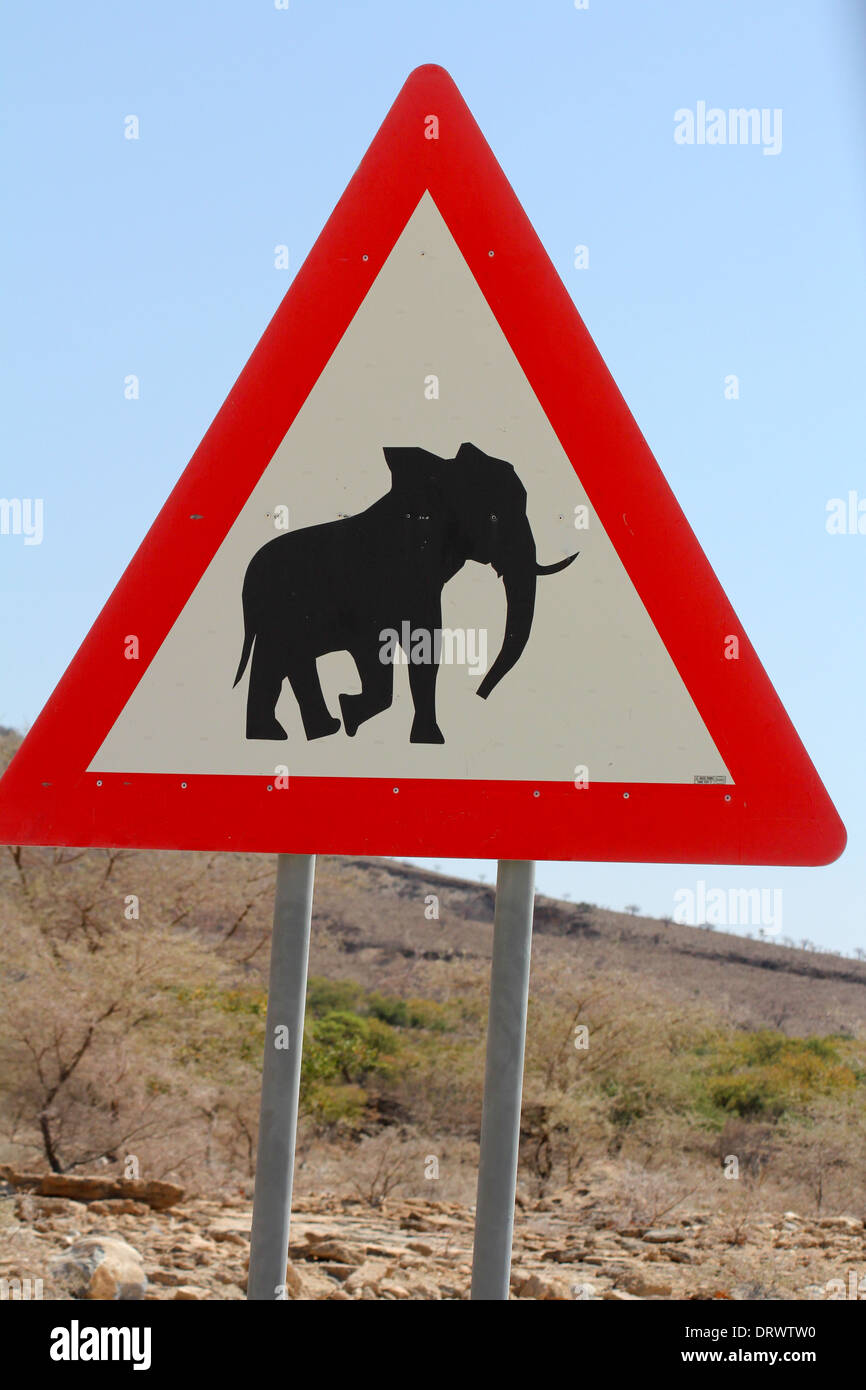 Beware of elephants road sign hi-res stock photography and images - Alamy