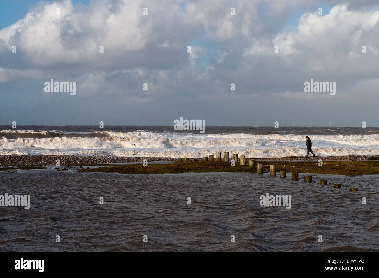 Pensarn beach Abergele North Wales flooded by the sea December 2013 ...