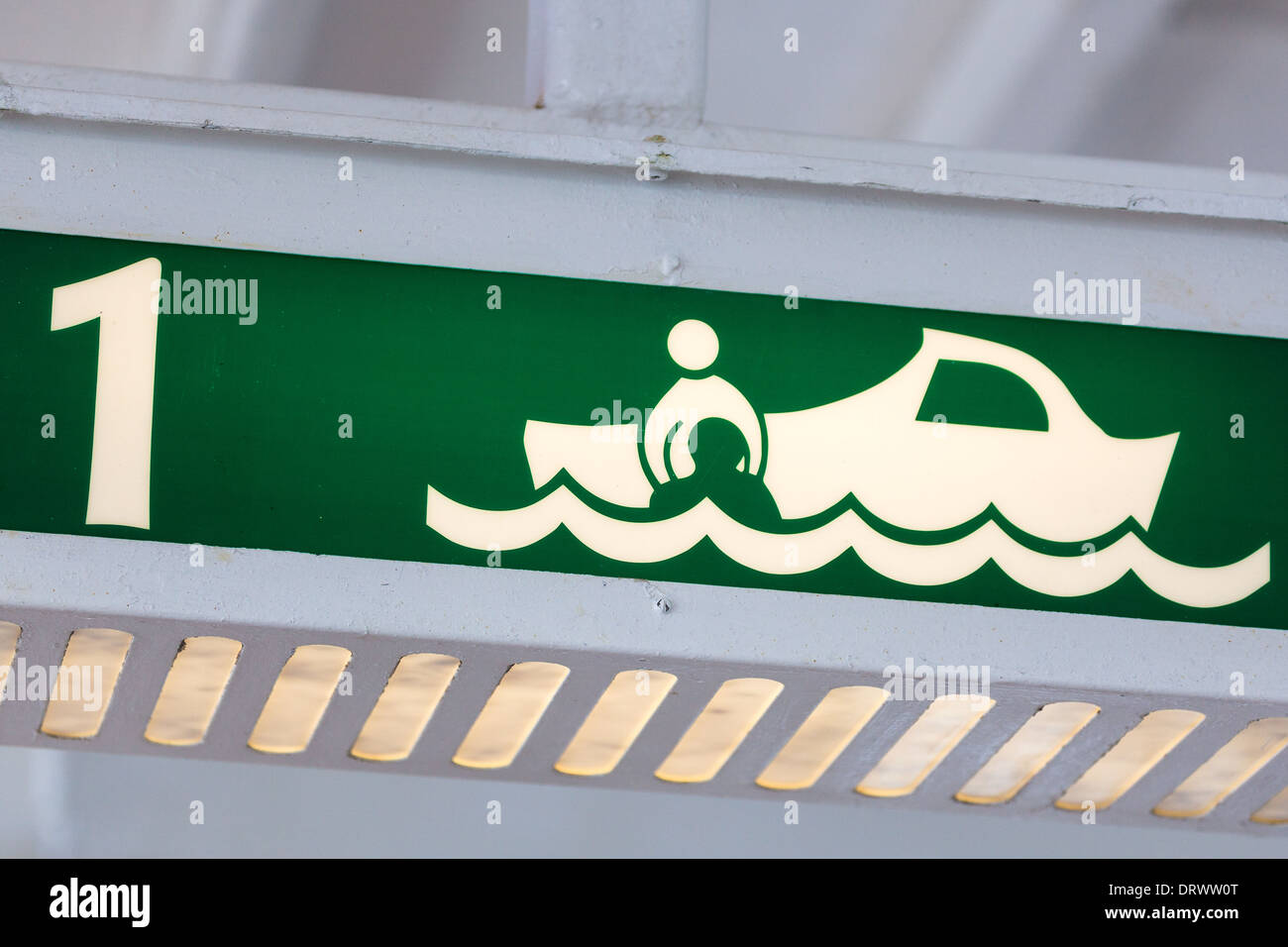 Rescue boat symbol passenger ship lifeboats Stock Photo - Alamy