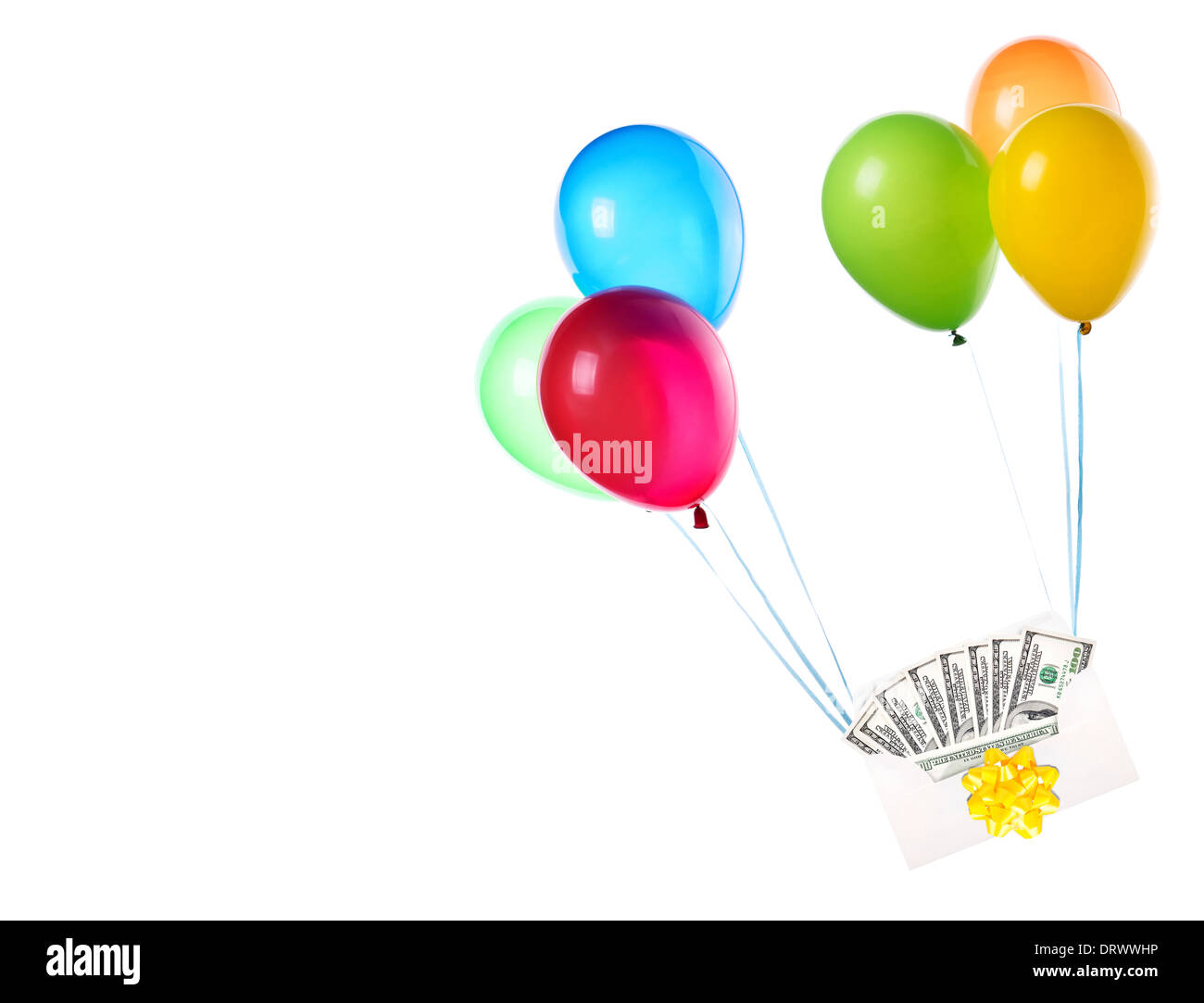 Symbol of wealth and success - envelope full of money with flying ...