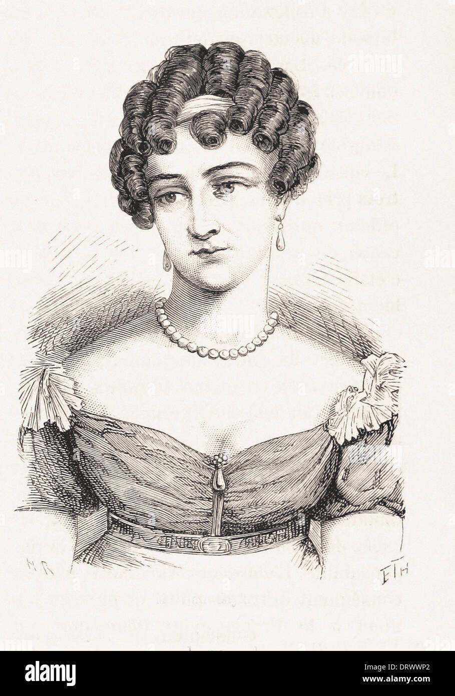 Portrait of Madame du Cayla - French engraving XIX th century Stock ...
