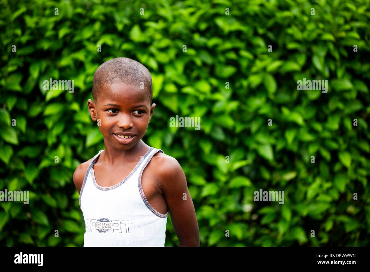 Young local boy at Principe Island Stock Photo - Alamy