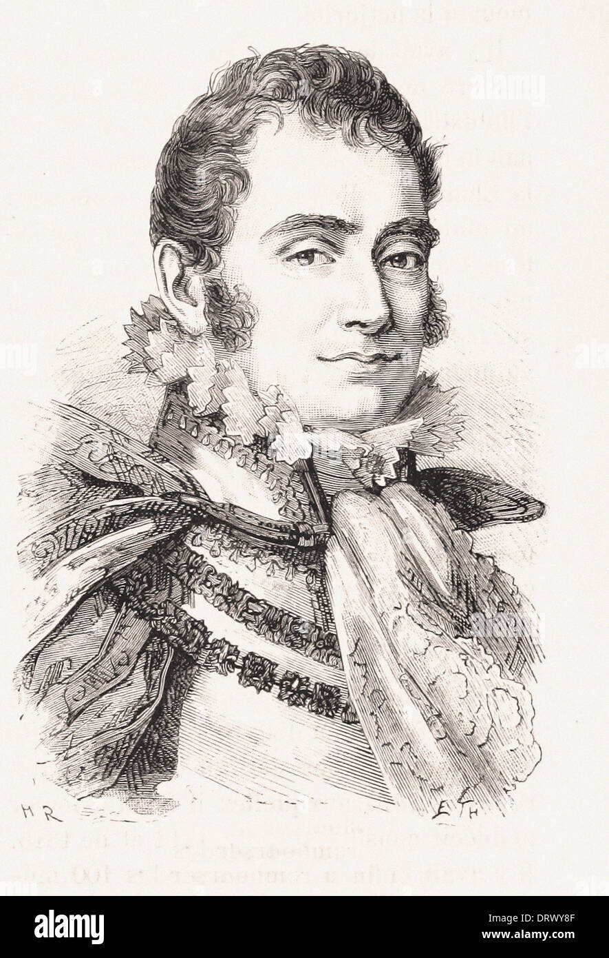 Portrait of Duc de Berry - French engraving XIX th century Stock Photo ...