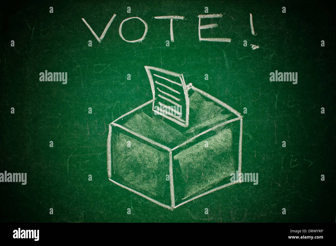 Vote concept; hand drawn ballot box on a green chalkboard Stock Photo ...