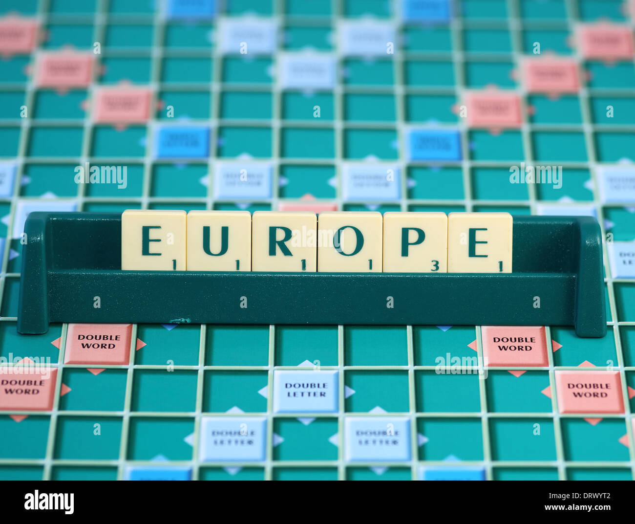 scrabble board game tiles europe Stock Photo - Alamy