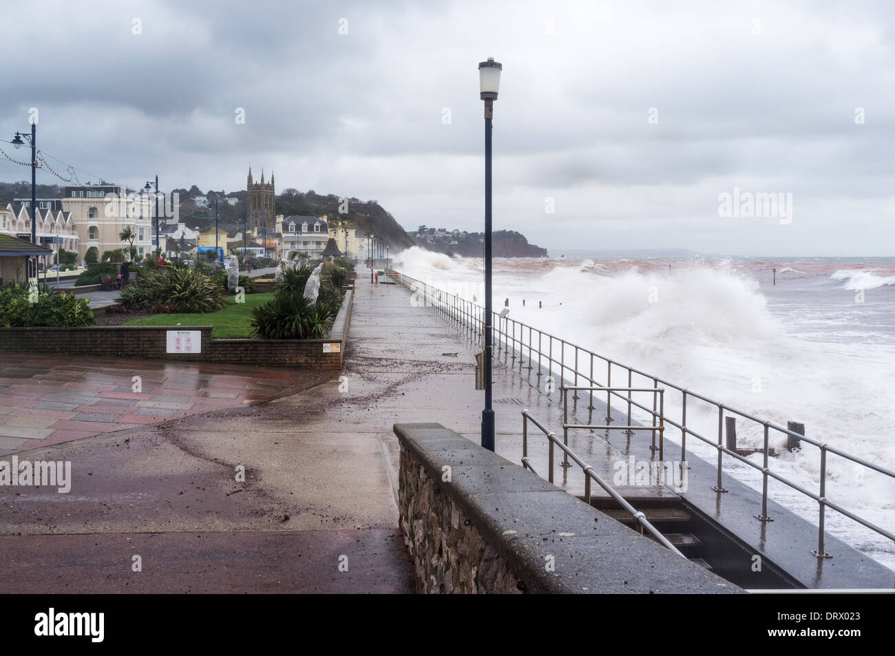 Teignmouth, Devon, England. February 2014. Massive waves hit coast and ...