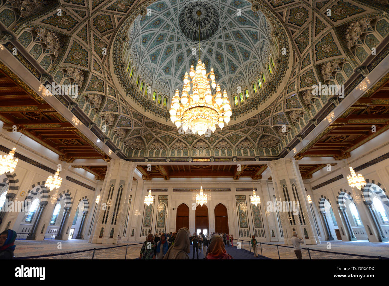 MUSCAT, OMAN The vast interior of the Sultan Qaboos Grand Mosque Stock ...