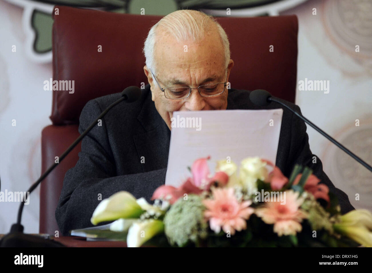 Cairo, Cairo, Egypt. 3rd Feb, 2014. Arab League Secretary General Nabil ...
