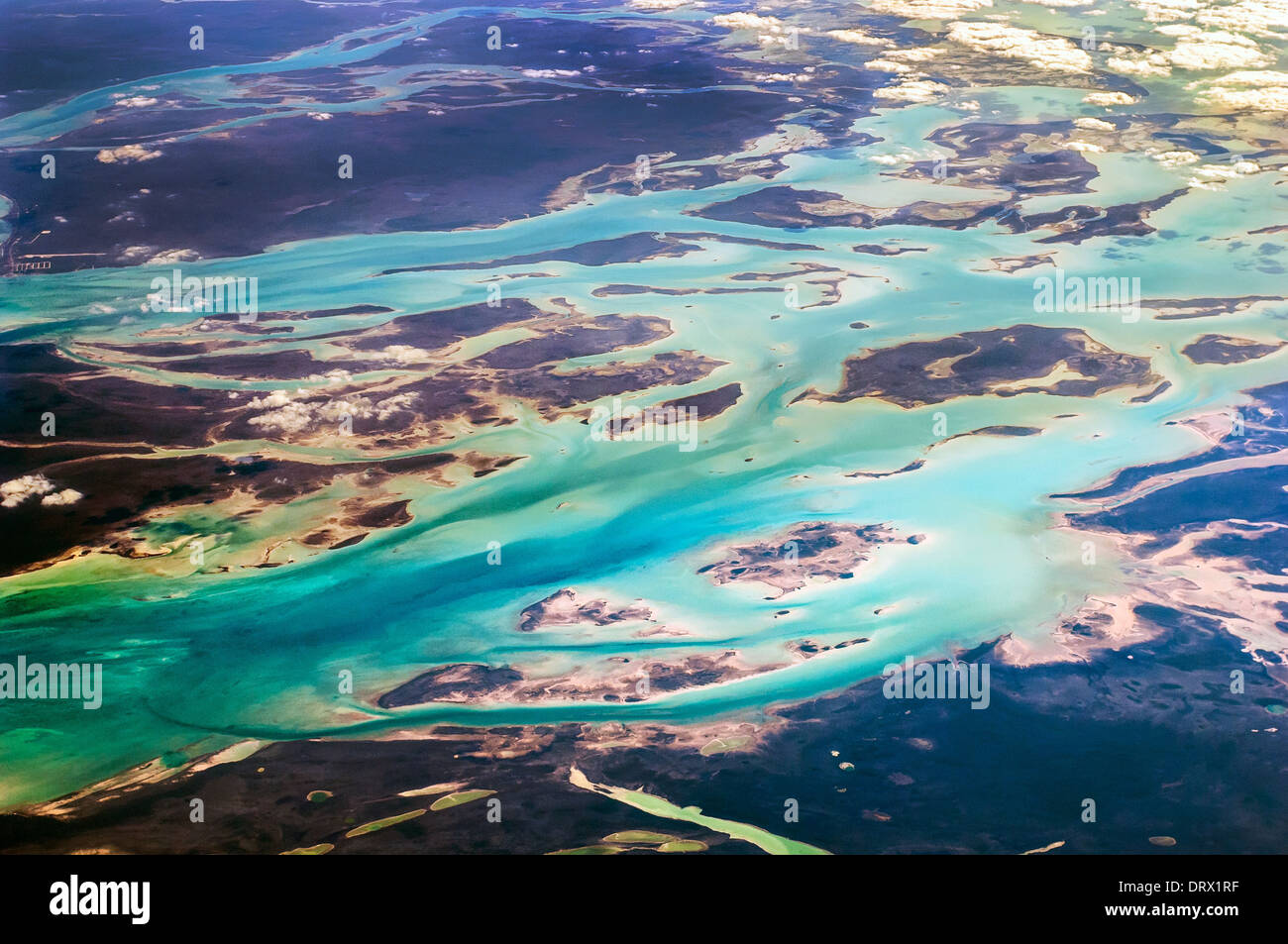 andros island,caribbean,cloud patterns taken from a plane in the ...