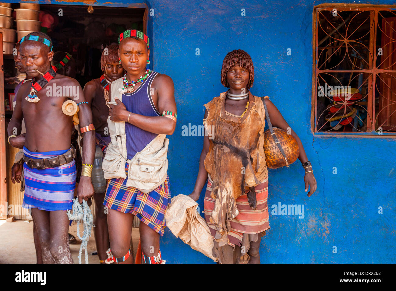 People From The Hamer Tribe, Dimeka, Omo Valley, Ethiopia Stock Photo ...