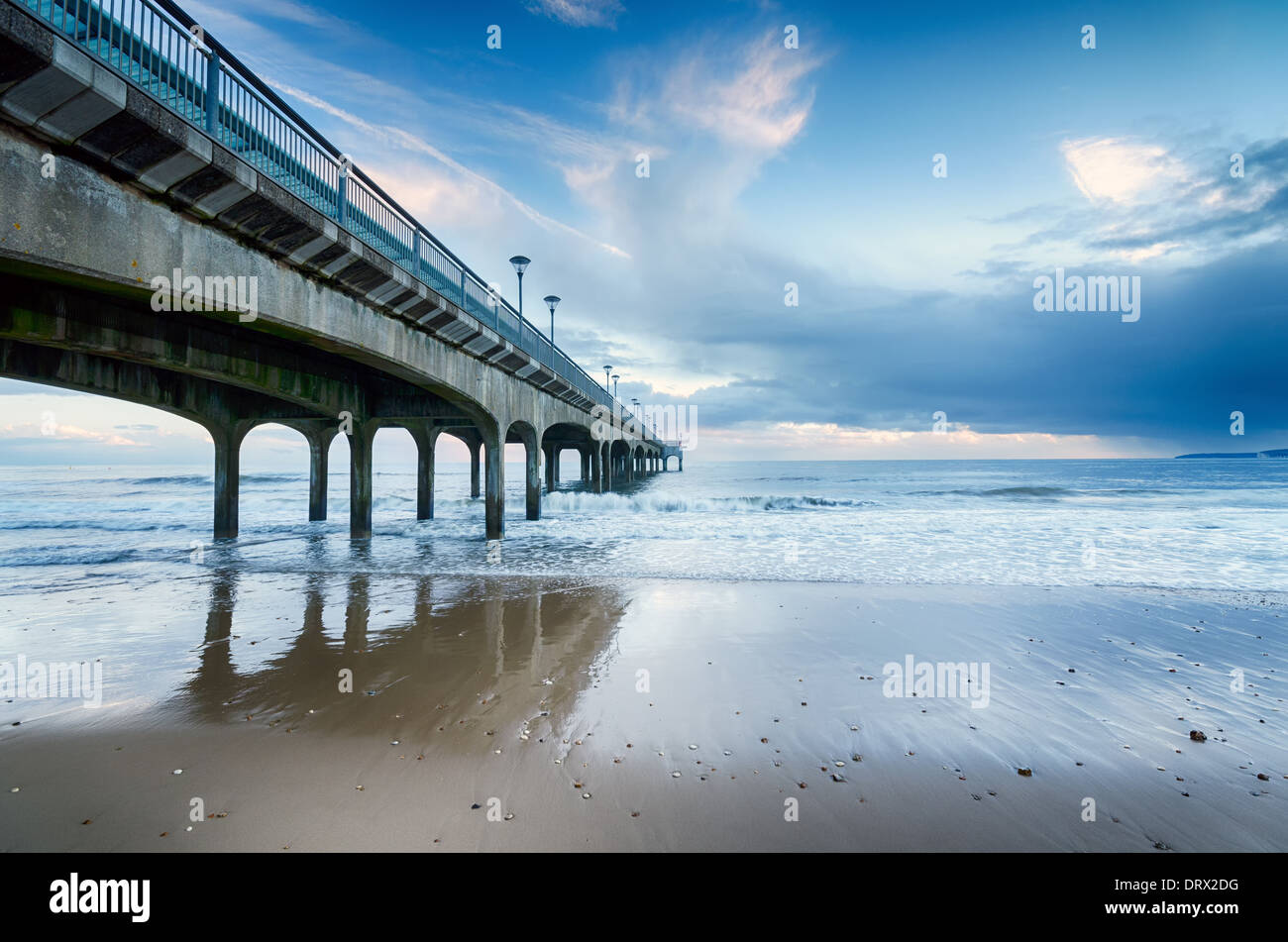 Surf at Boscombe Pier and beach at Bournemouth in Dorset Stock Photo ...