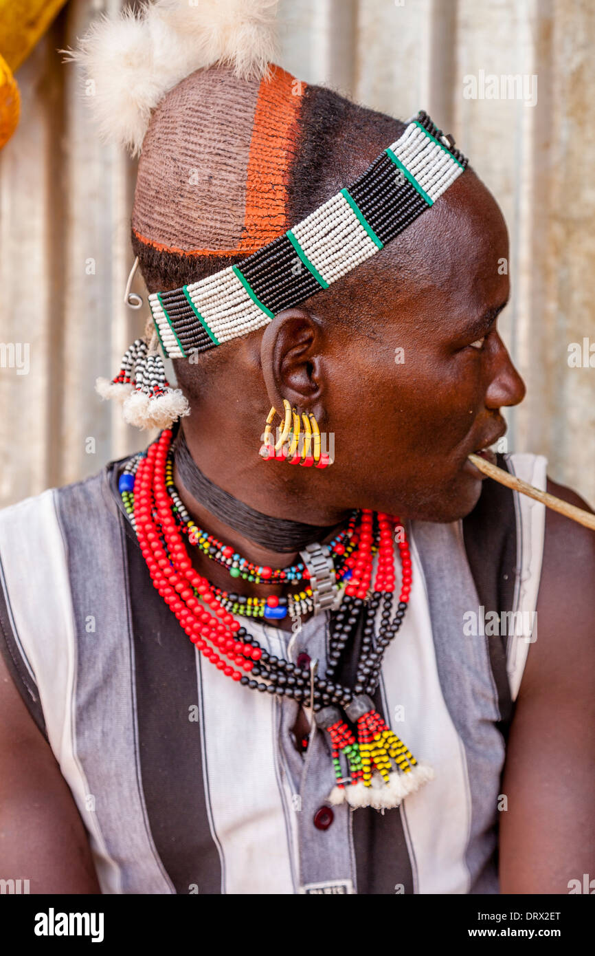 Portrait Of A Man From The Hamer Tribe, Dimeka Town, Omo Valley ...
