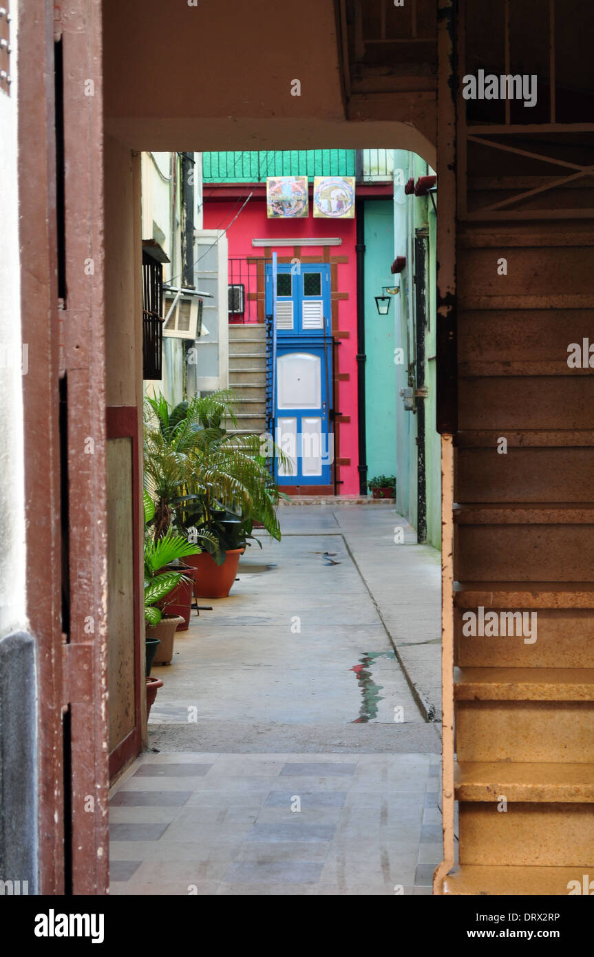 Havana, Cuba: a courtyard in a city center apartment block Stock Photo ...