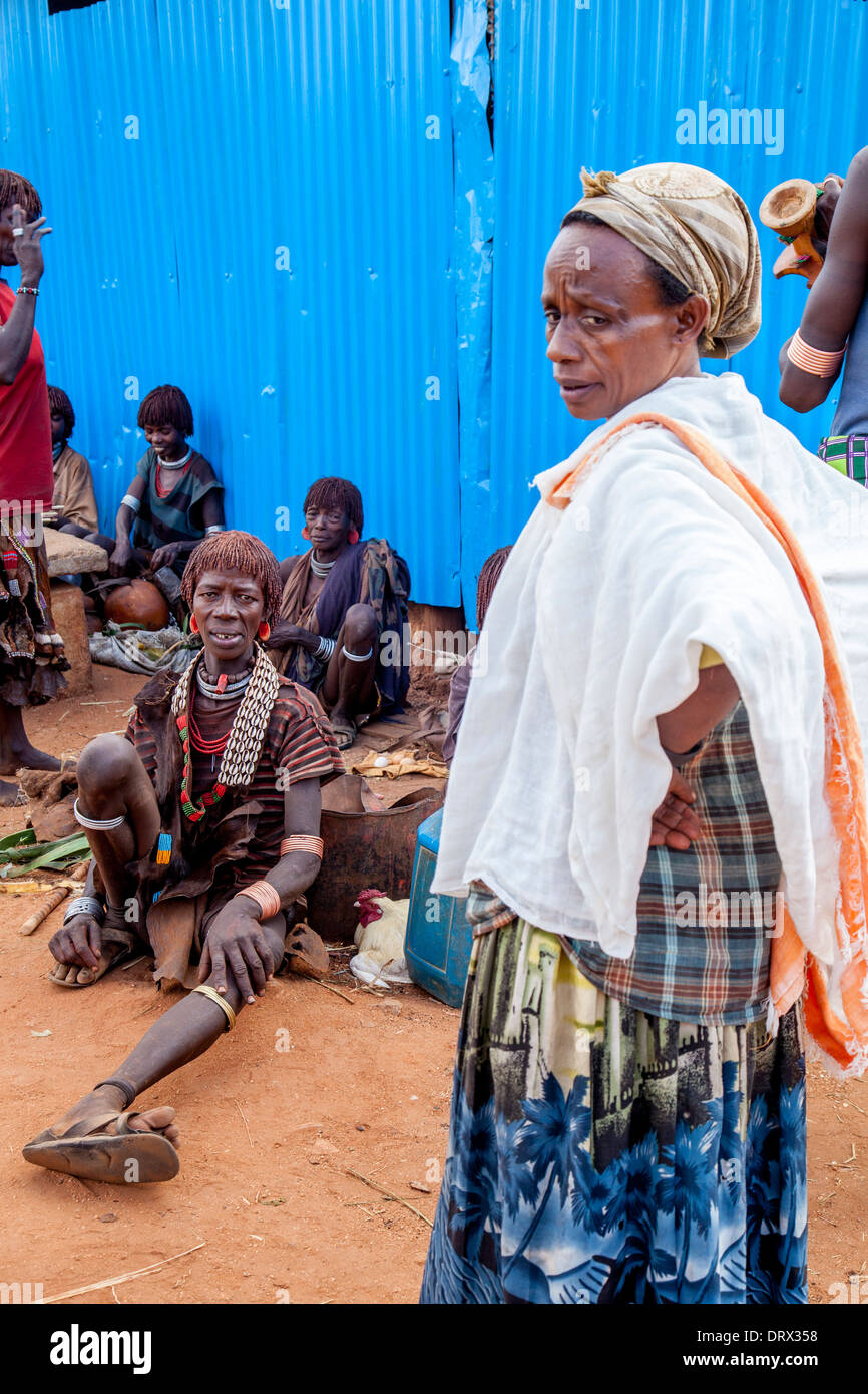 Hamer People At The Saturday Market In Dimeka Town, Omo Valley ...
