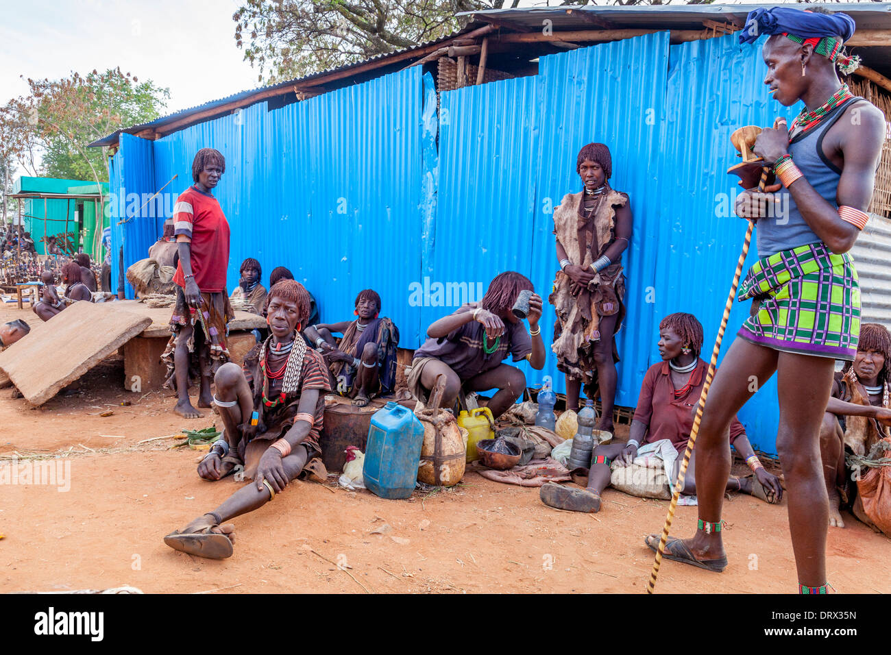 Hamer People At The Saturday Market In Dimeka Town, Omo Valley ...