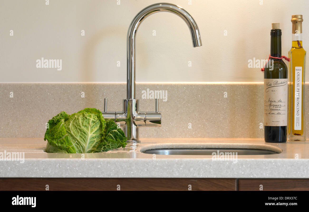 Food preparation at the kitchen sink Stock Photo - Alamy