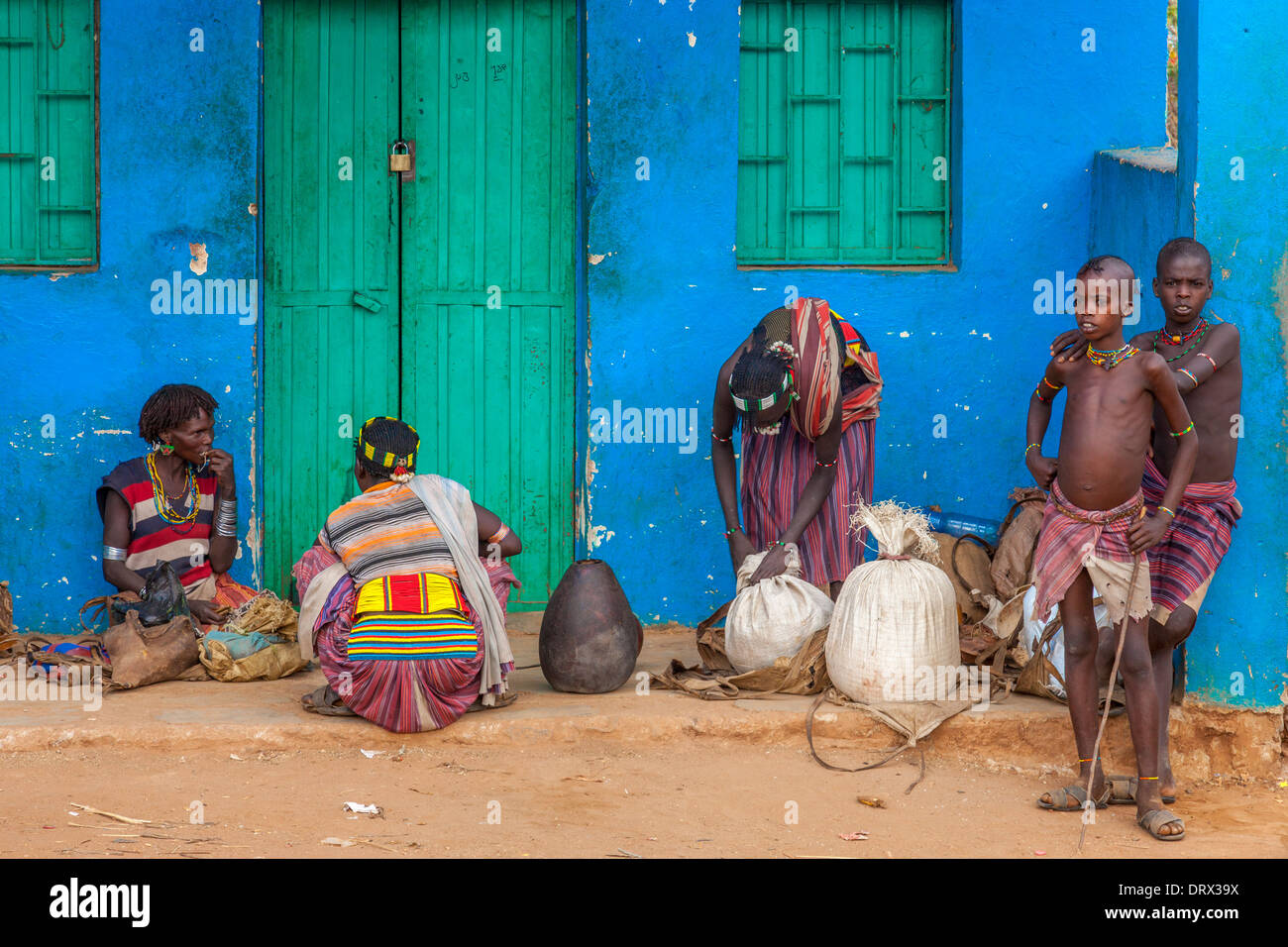 Hamer People In Dimeka Town, Omo Valley, Ethiopia Stock Photo - Alamy