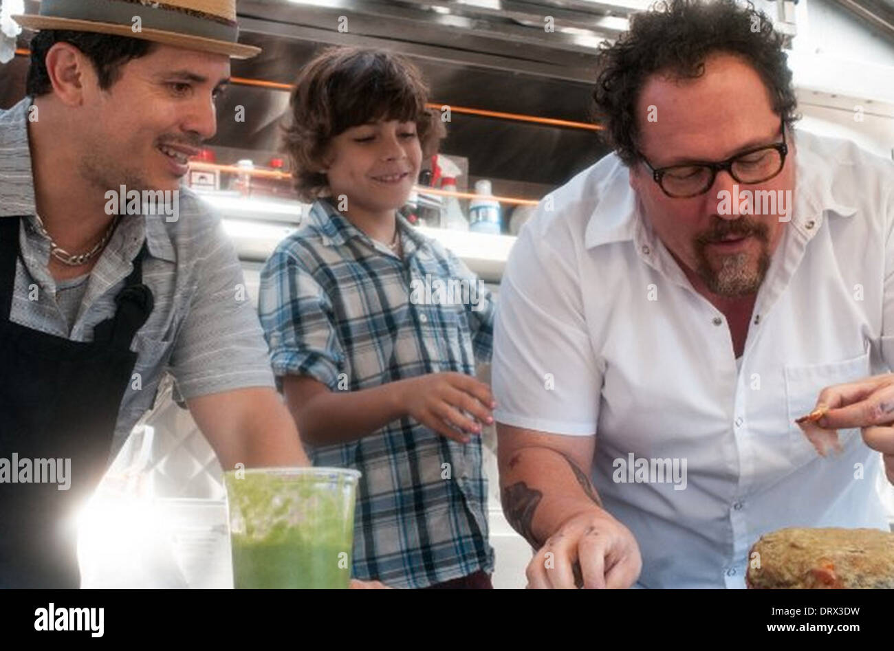 CHEF 2014 Aldamisa Entertainment film with from l: John Leguizamo, Emjay Anthony and Jon Favreau ...