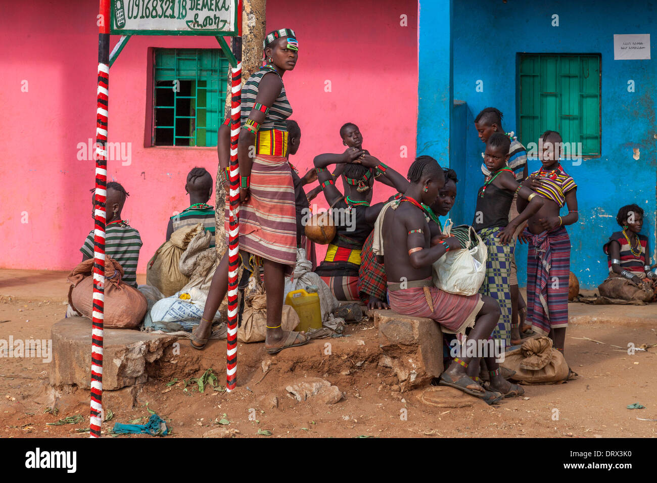 Hamer People In Dimeka Town, Omo Valley, Ethiopia Stock Photo - Alamy