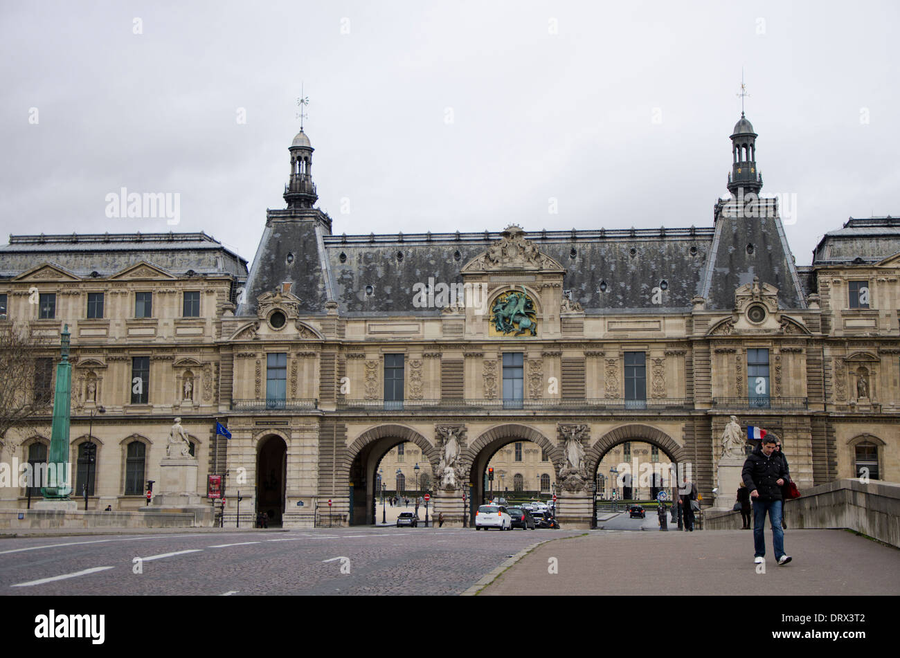 Entrance of the Louvre Palace with its Museum from Pont du Carrousel in ...