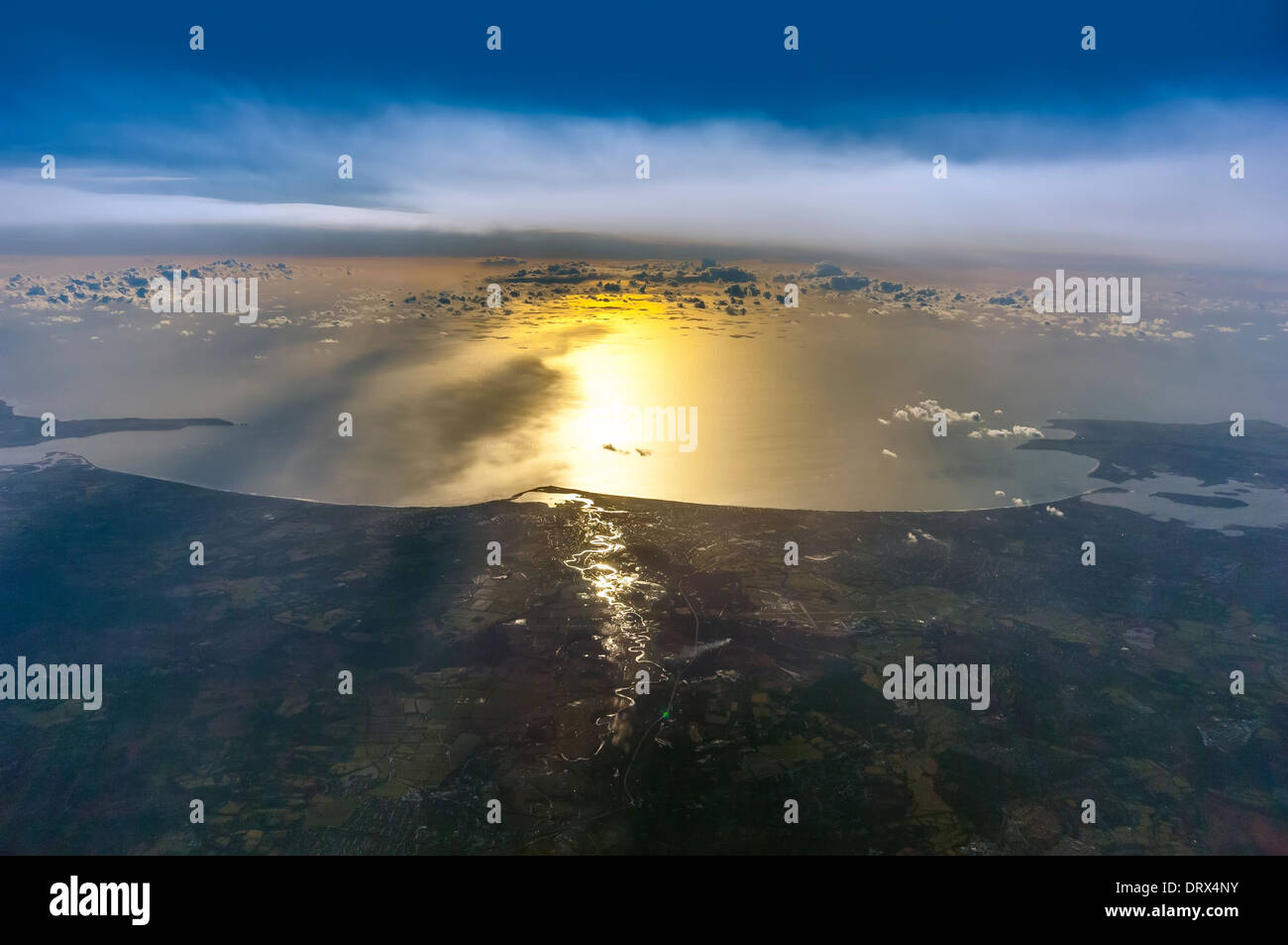 isle of white,30,000 ft,aerial,shot,land bird's eye view clouds pattern ...