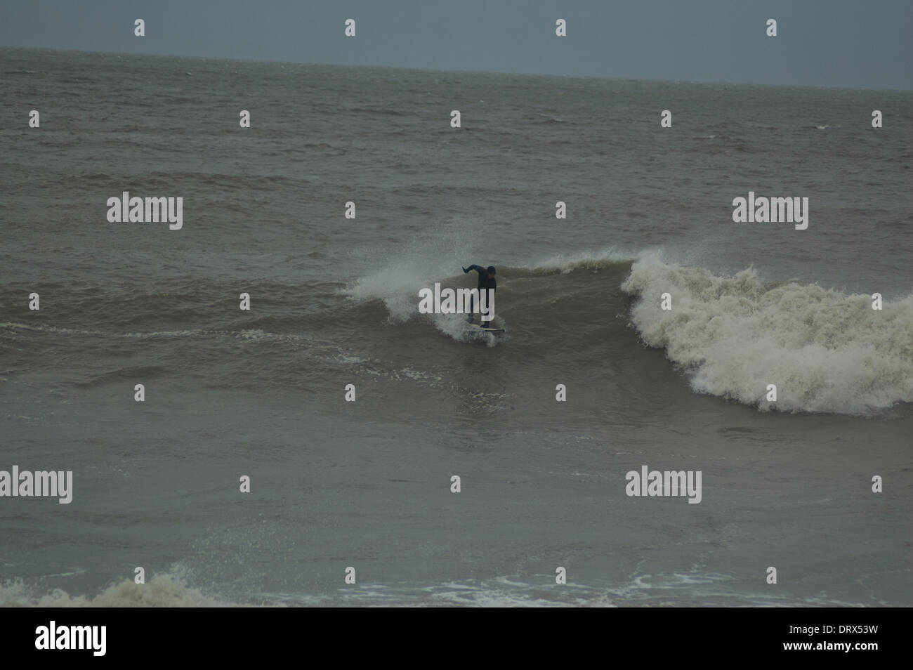 Some adventurous surfers taking advantage of the high tide swell on ...