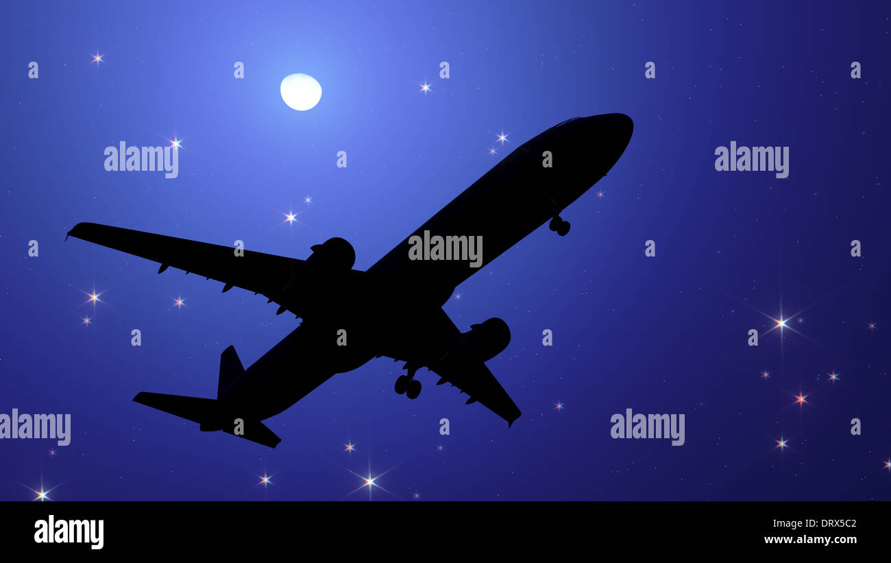 Air plane taking off night hi-res stock photography and images - Alamy