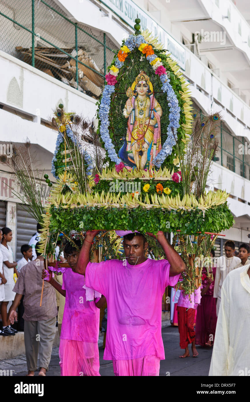A Tamil devotee of Lord Muruga carrying the Cavadee, Port Louis ...