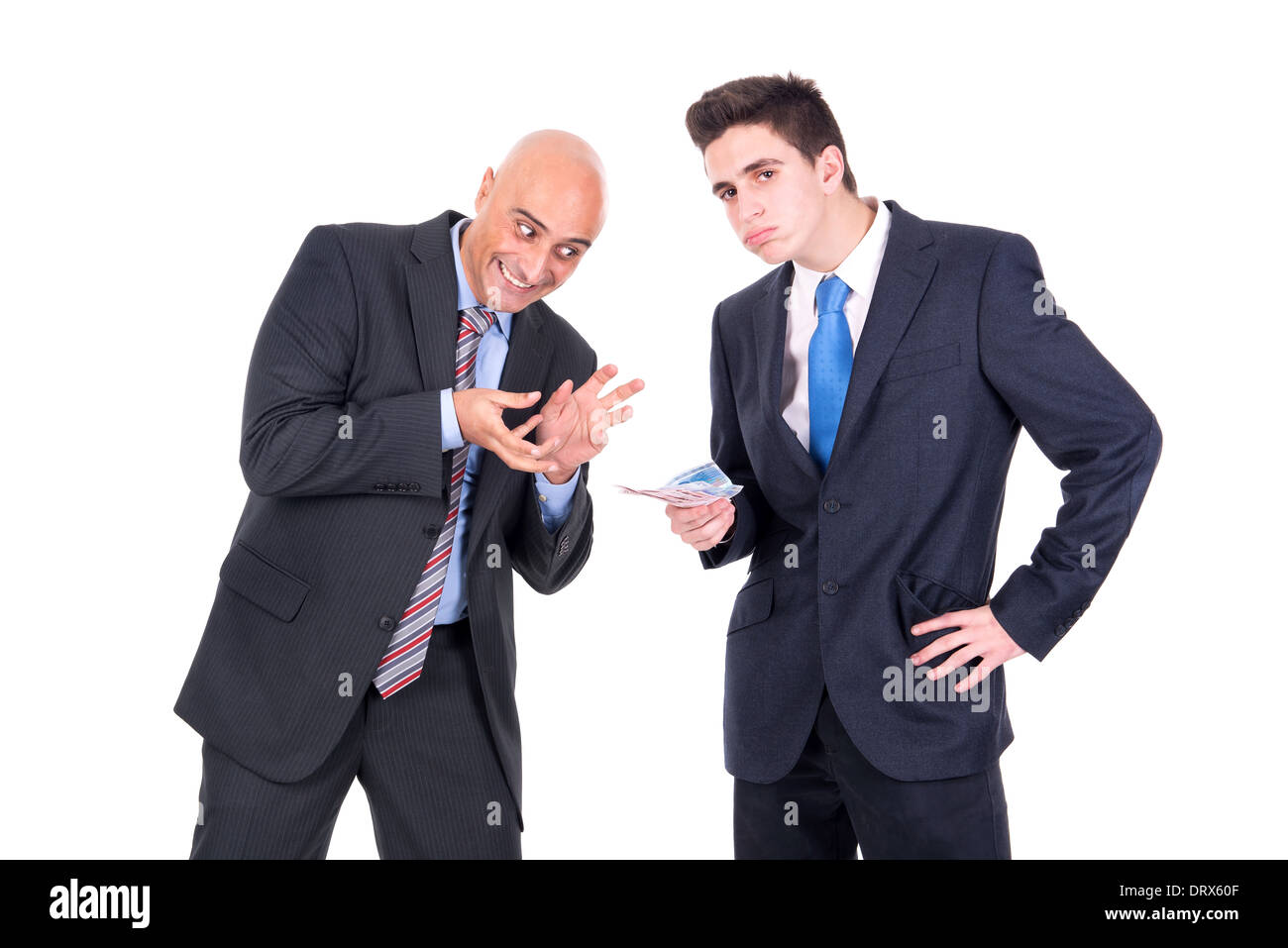 Businessman giving money another businessman hi-res stock photography ...