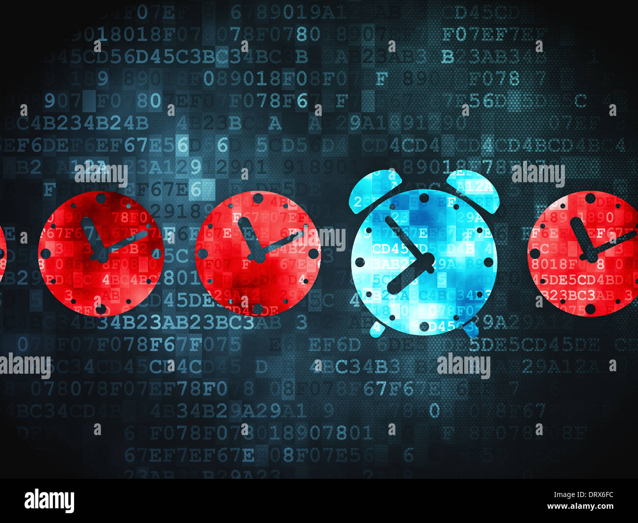 Timeline concept: Alarm Clock on digital background Stock Photo - Alamy